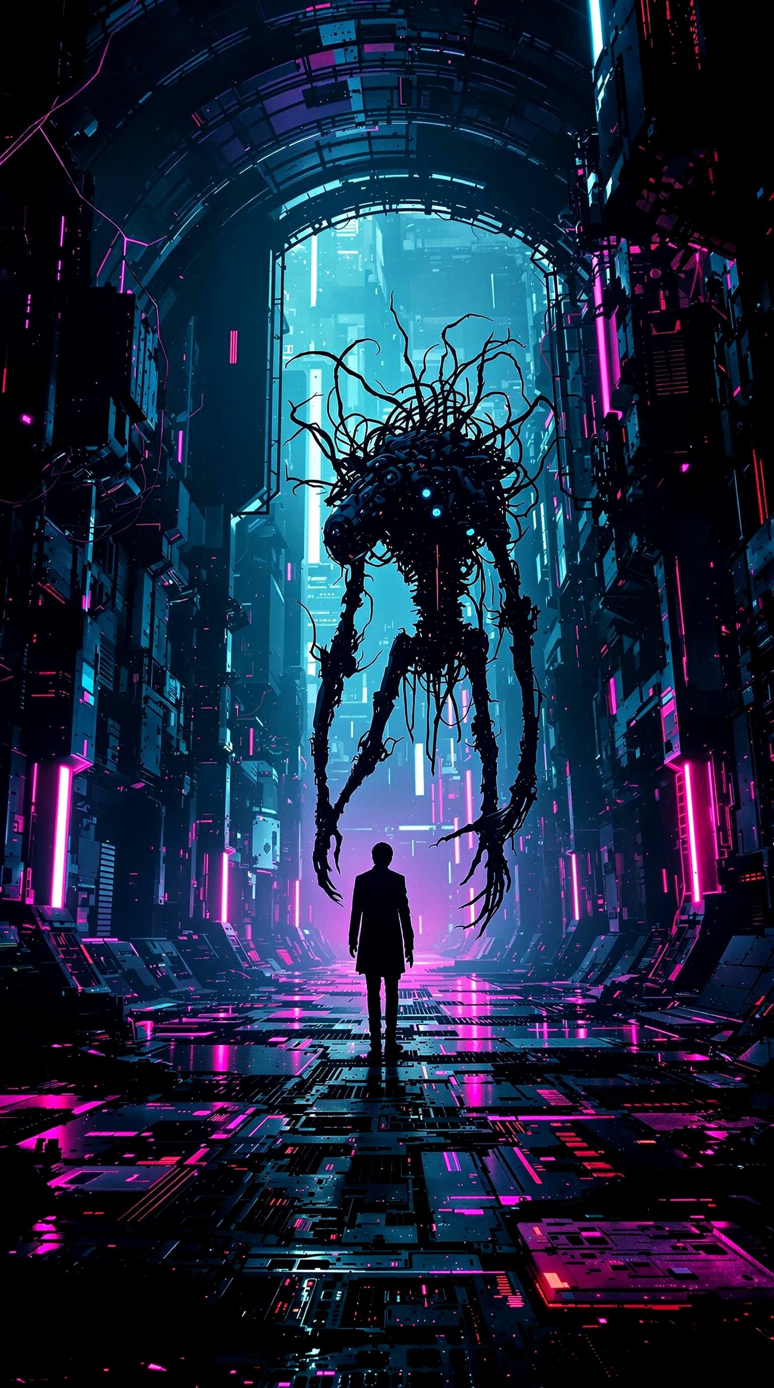 Grotesque Cyberpunk Cityscape in Vibrant Colors - AI Art