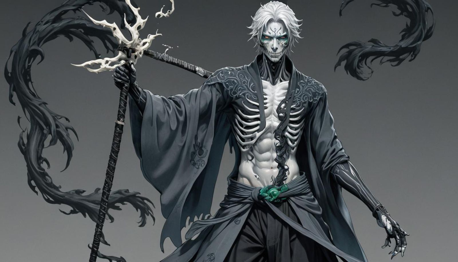 Full color and Full body character concept art of a male shinigami ...