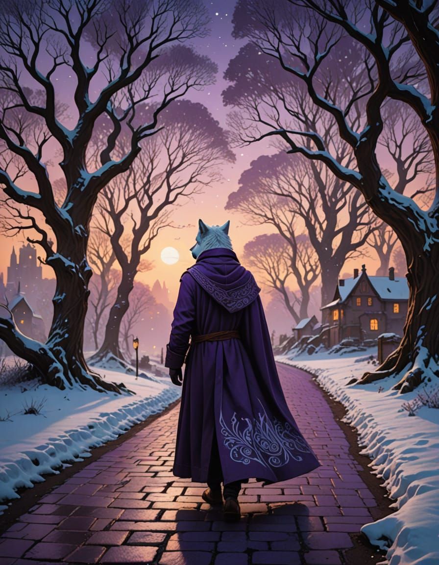 off to see the white wolf and the purple brick road 8k resolution ...