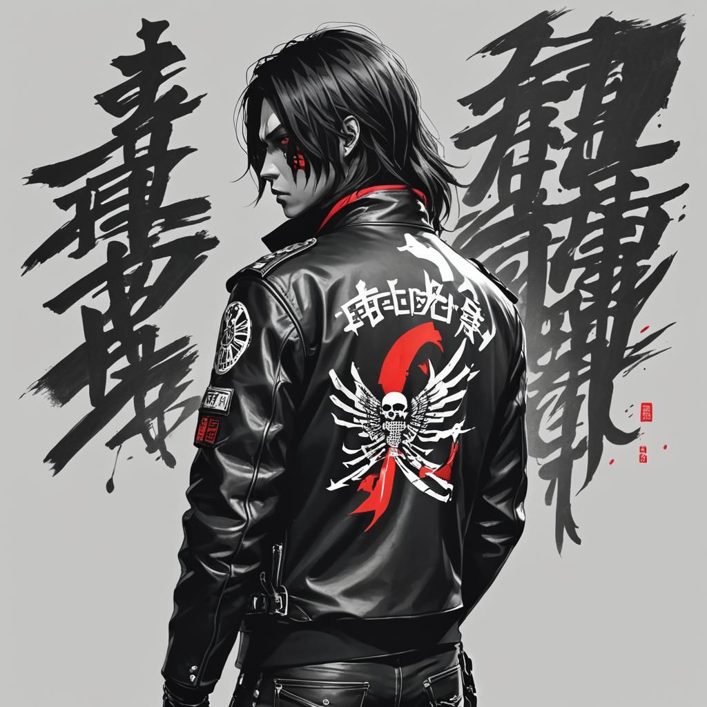 assassin kahb style, a black red white photo of an assassin wearing a ...