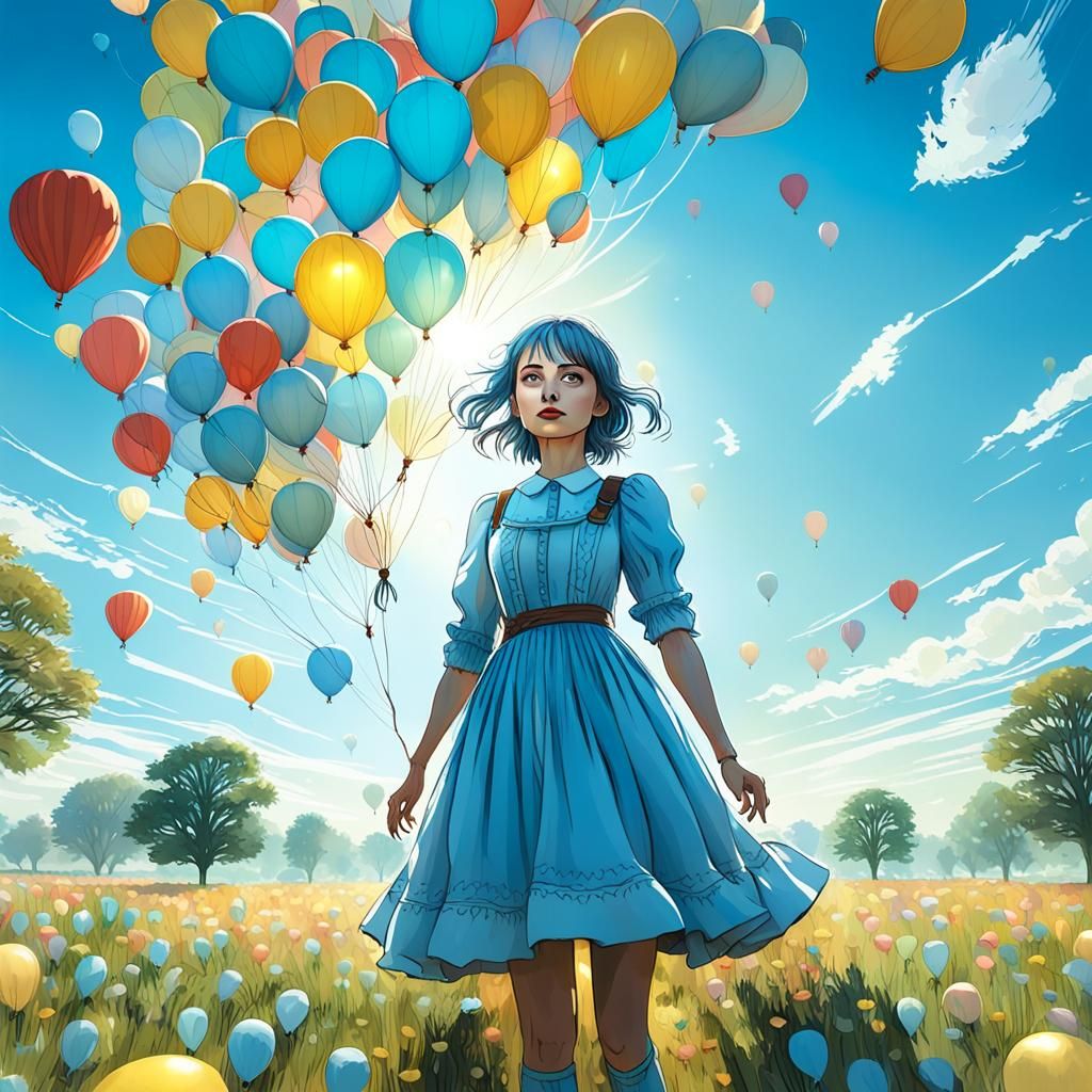 In a Field of Balloons 🎈🎈🎈 - AI Generated Artwork - NightCafe Creator