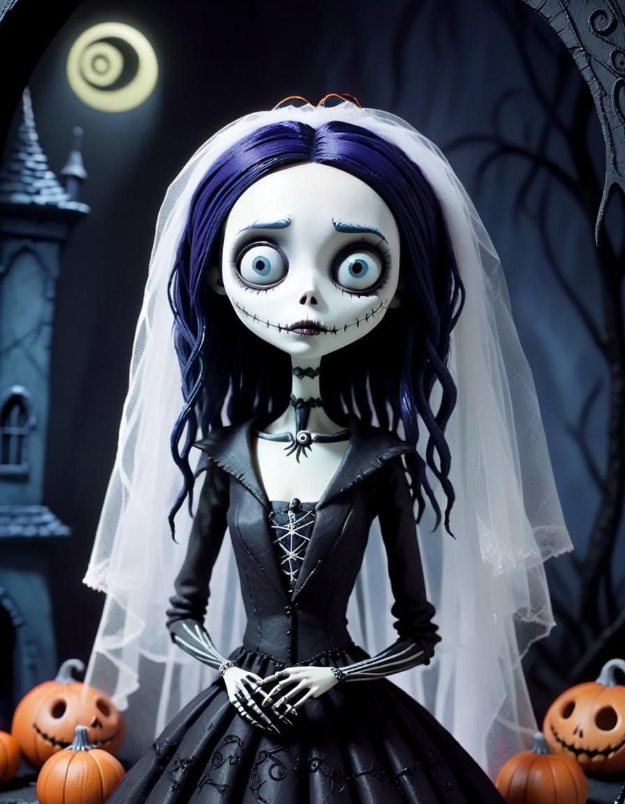 Claymation Goth Bride VI - AI Generated Artwork - NightCafe Creator