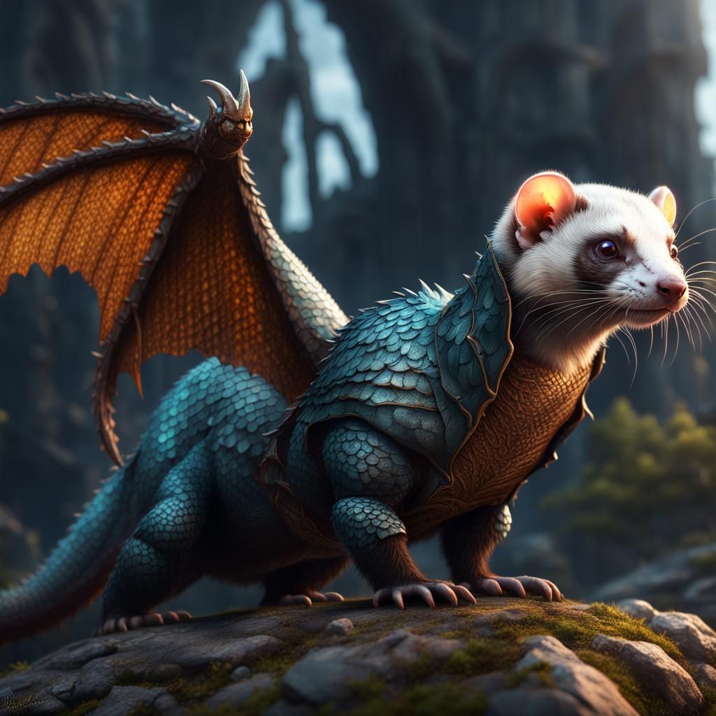 Draconic Ferret - AI Generated Artwork - NightCafe Creator