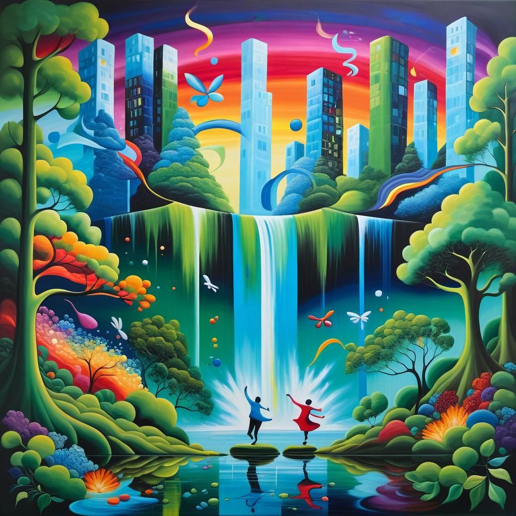 Colorful and vibrant abstract painting that playfully explores the ...