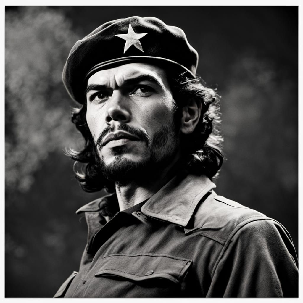 Che Guevara... - Che Guevara in Iconic Beret, Cinematic Port...