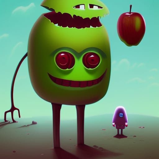Futuristic Cartoon anthropomorphic hybrid apple monster - AI Generated ...