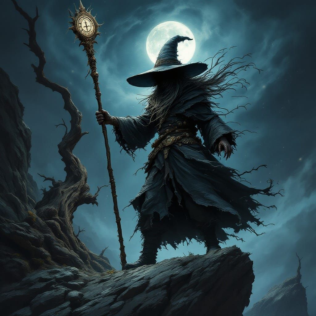 The Dark Wizard - Epic Digital Drawing of a Mysterious Wizar...