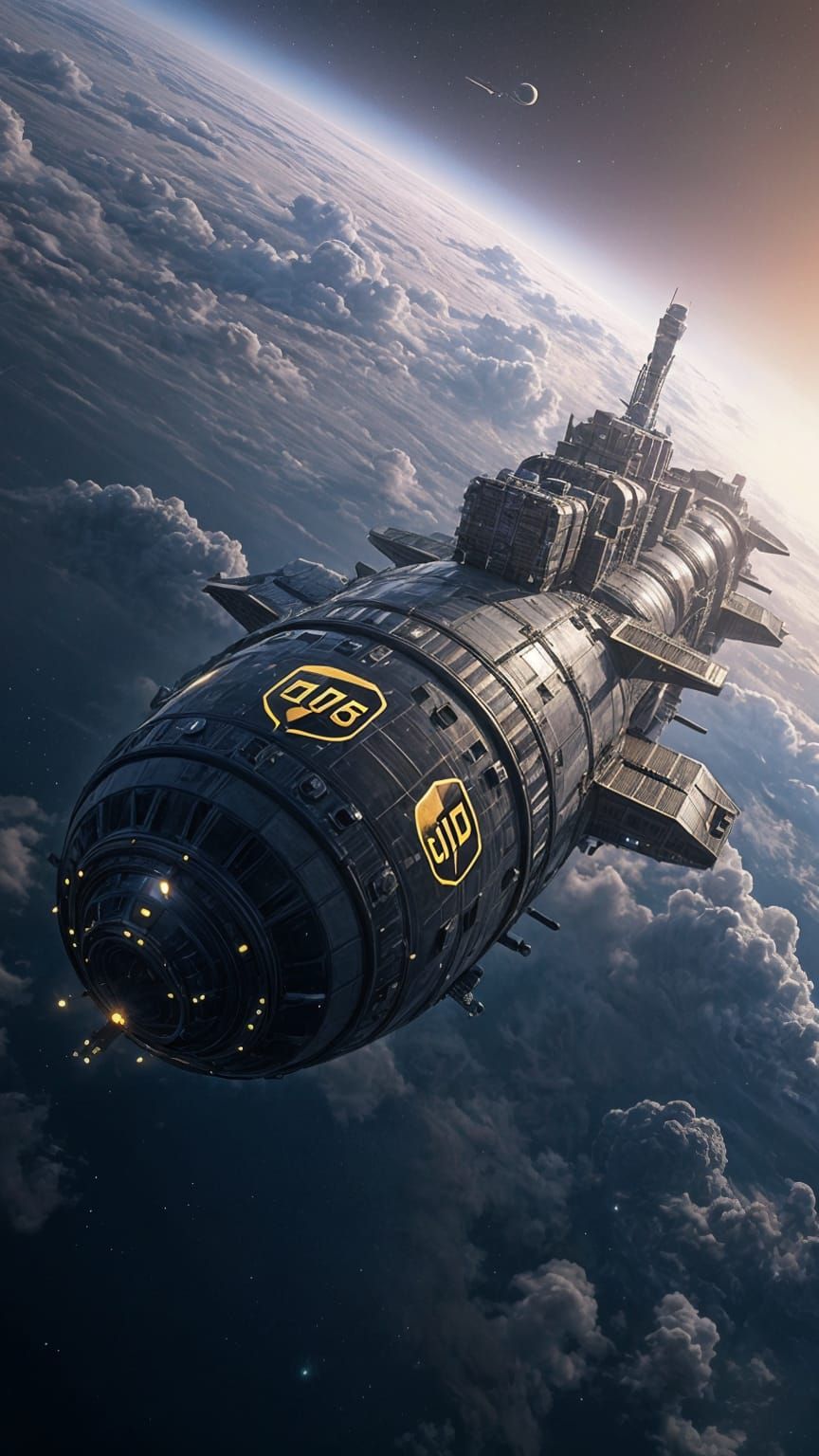 a highly detailed enormous cargo futuristic spacecraft, rows and colums ...