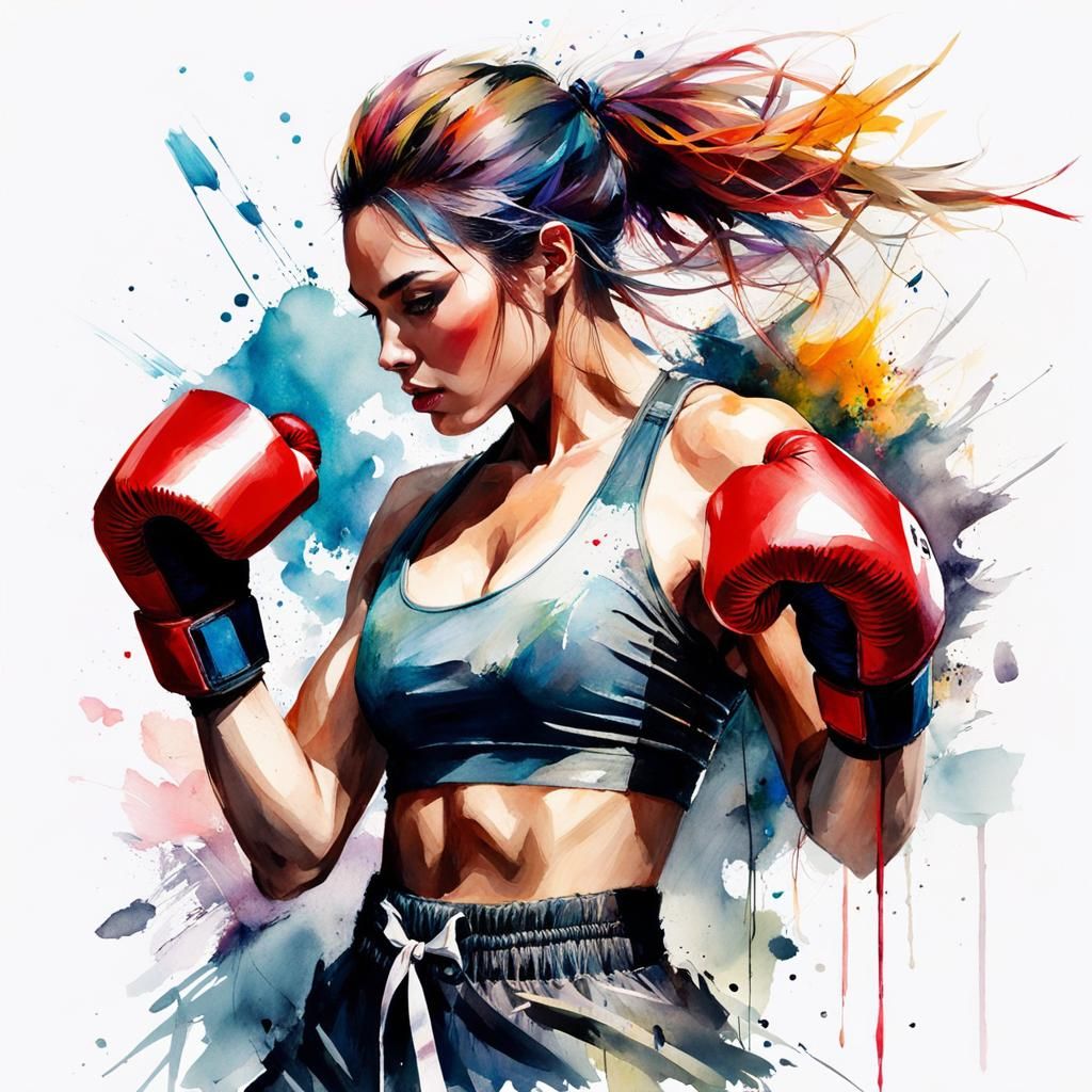 A French boxing female fighter in training - AI Generated Artwork ...