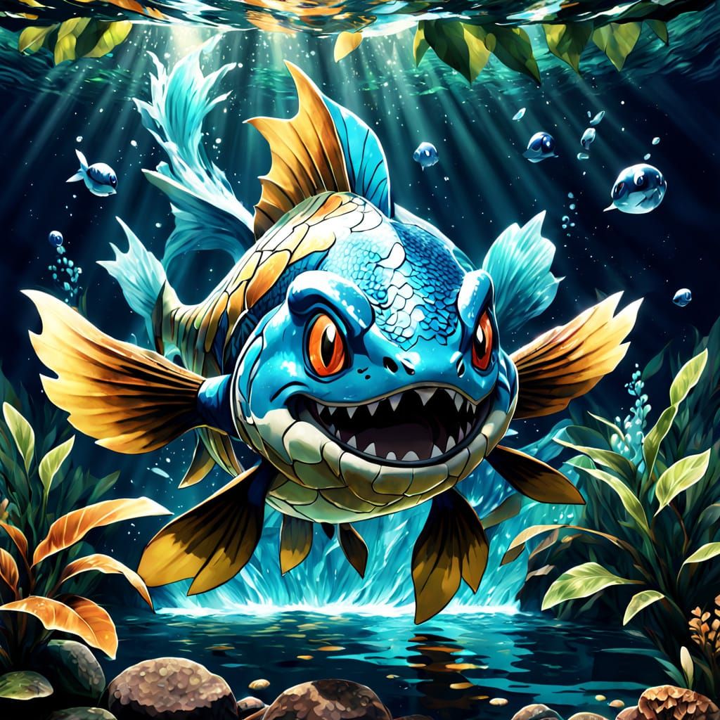 Regal Water Fakemon in Majestic Aquatic Environmen... - AI Art