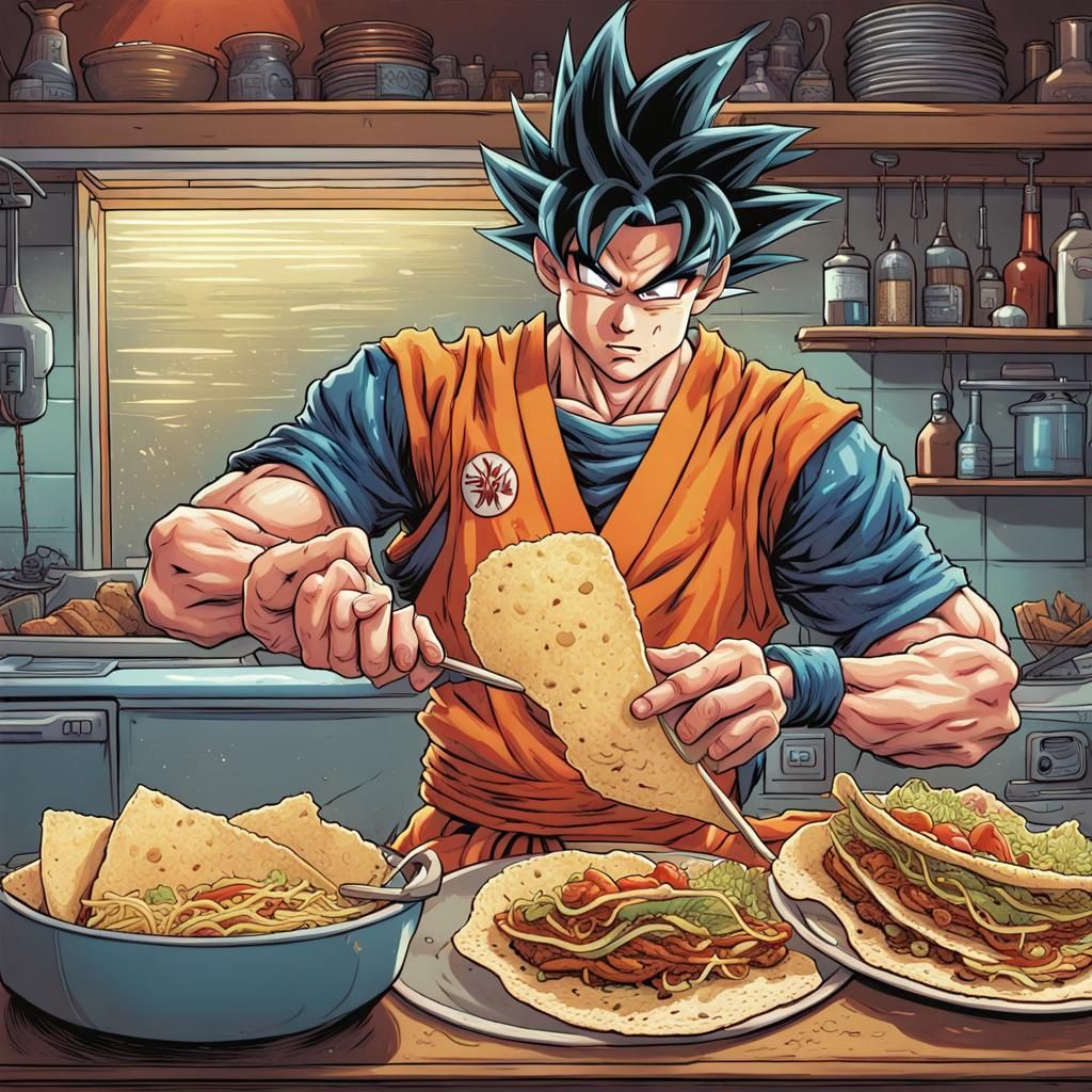 Goku making tacos - AI Generated Artwork - NightCafe Creator