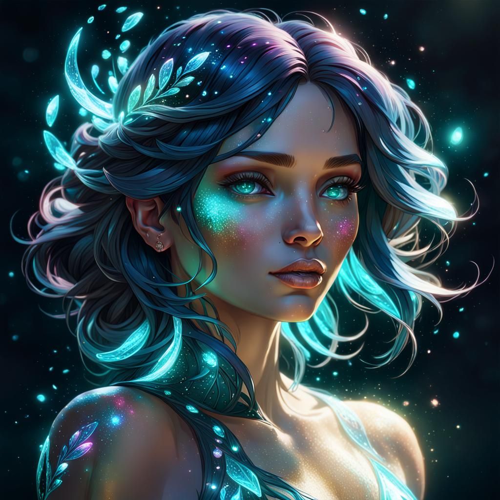 a beautiful bioluminescent sparkly girl - AI Generated Artwork ...