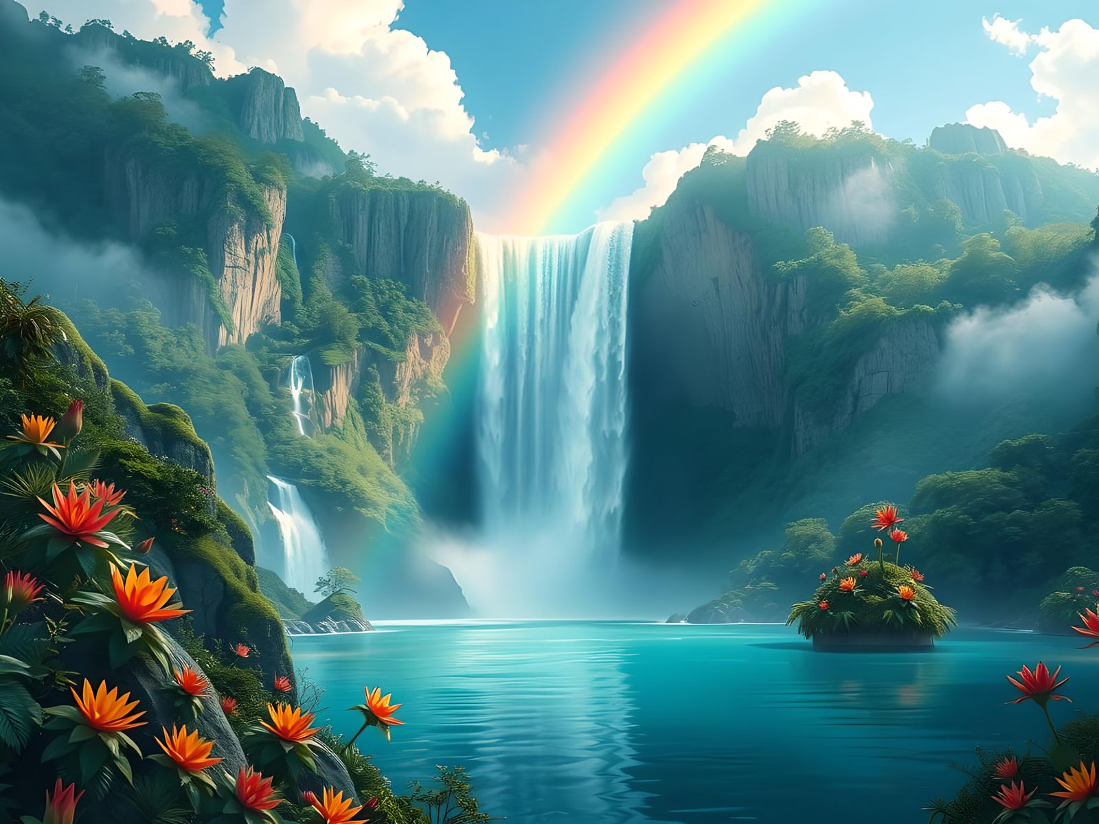 Epic waterfall - AI Generated Artwork - NightCafe Creator