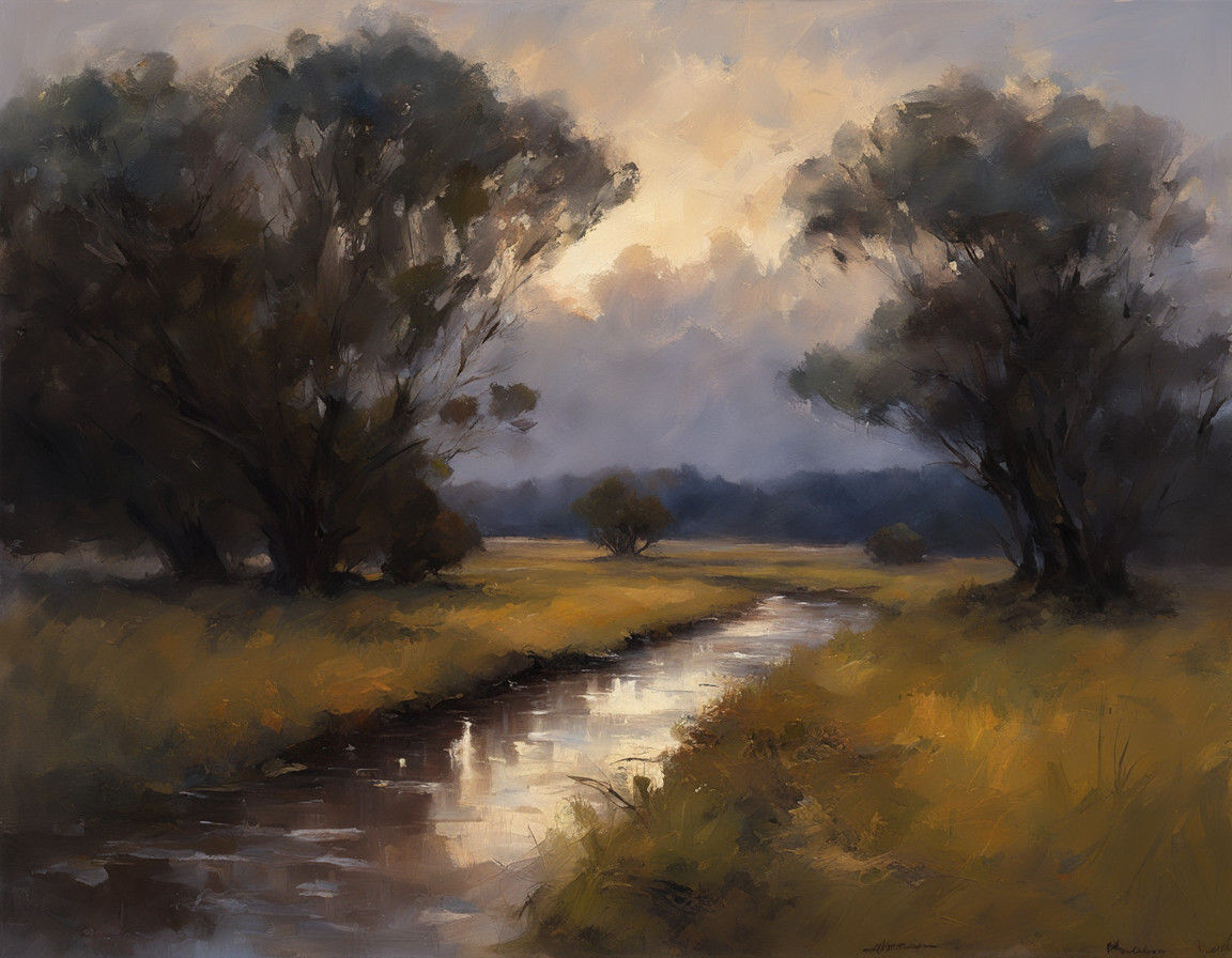 Impressionist Masterpiece: Vibrant Oil Landscape - AI Art