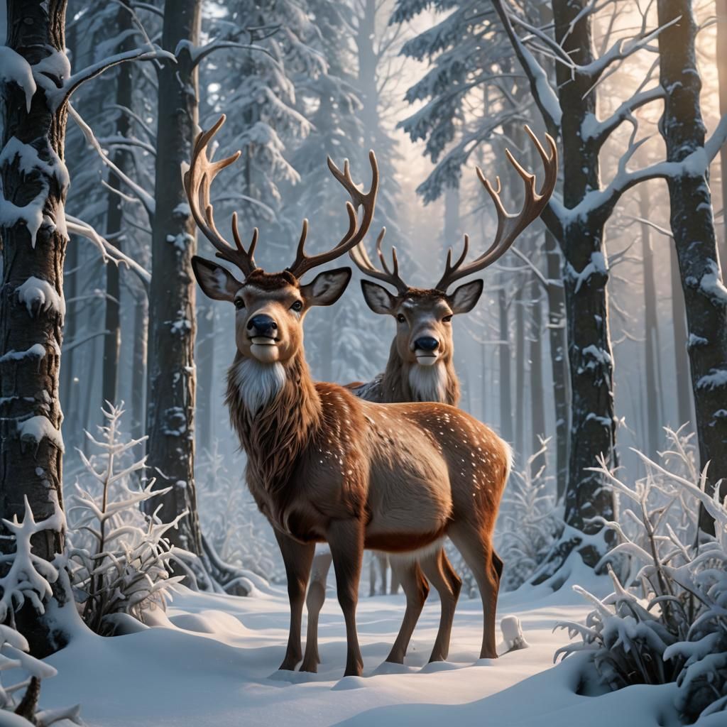 Rudolph the Red-Nosed Reindeer in a Snowy Fantasy ... - AI Art