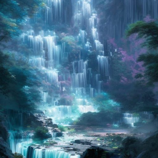 Waterfall - AI Generated Artwork - NightCafe Creator