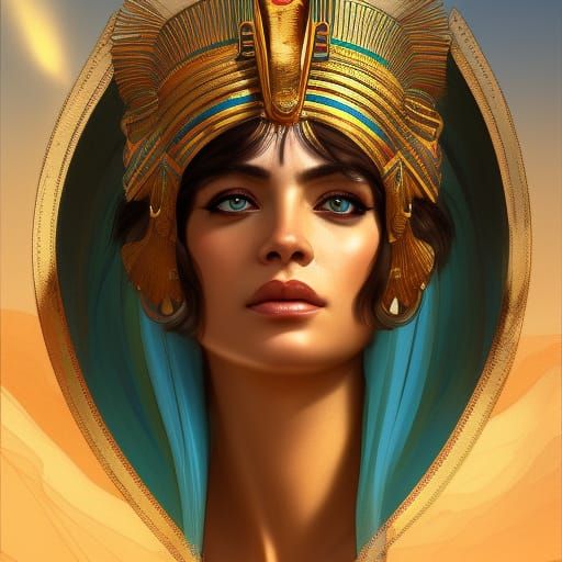 Cleopatra the egyption goddess. In the dessert.detailed , head and ...