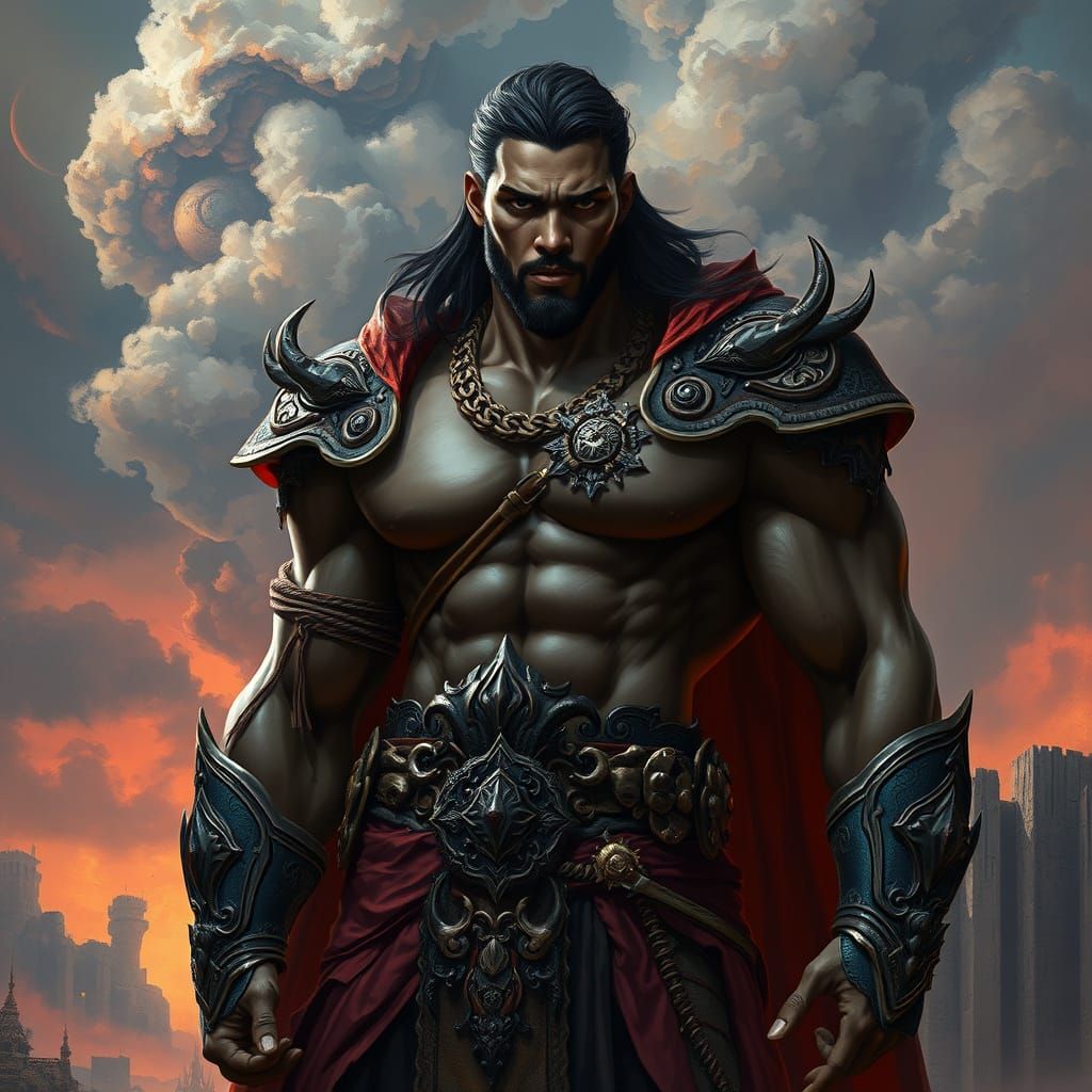 Chiseled Dark Knight in Mystical Armor - AI Art