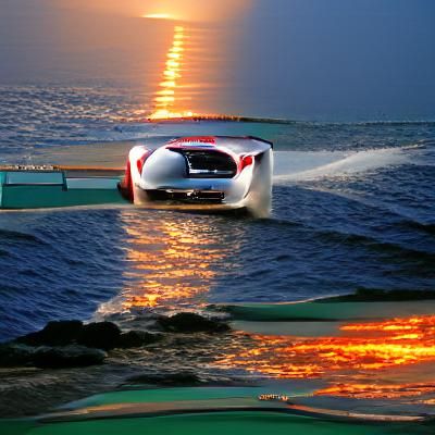 Sports Car Driving on Ocean Water During Sunset (Artistic) - AI ...