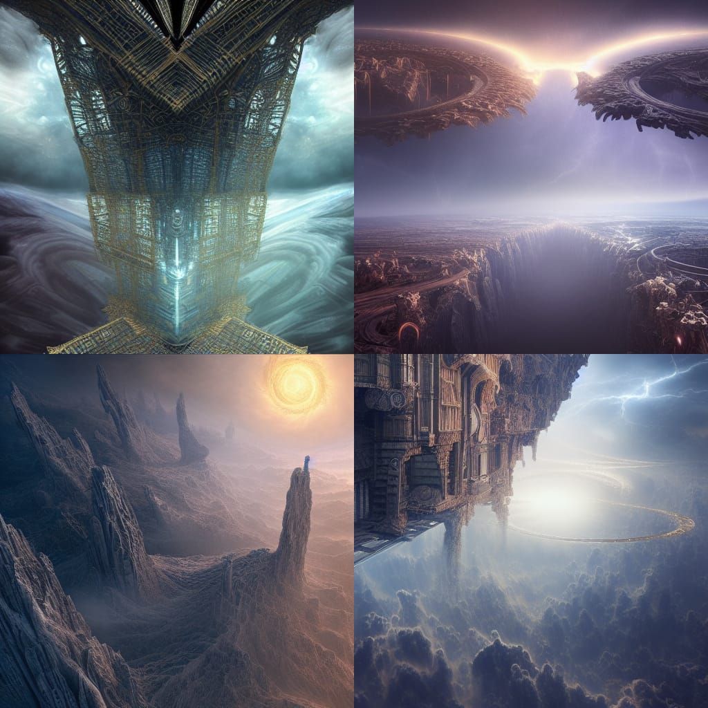 The constant infinite division of space in time. Surreal fractal art ...