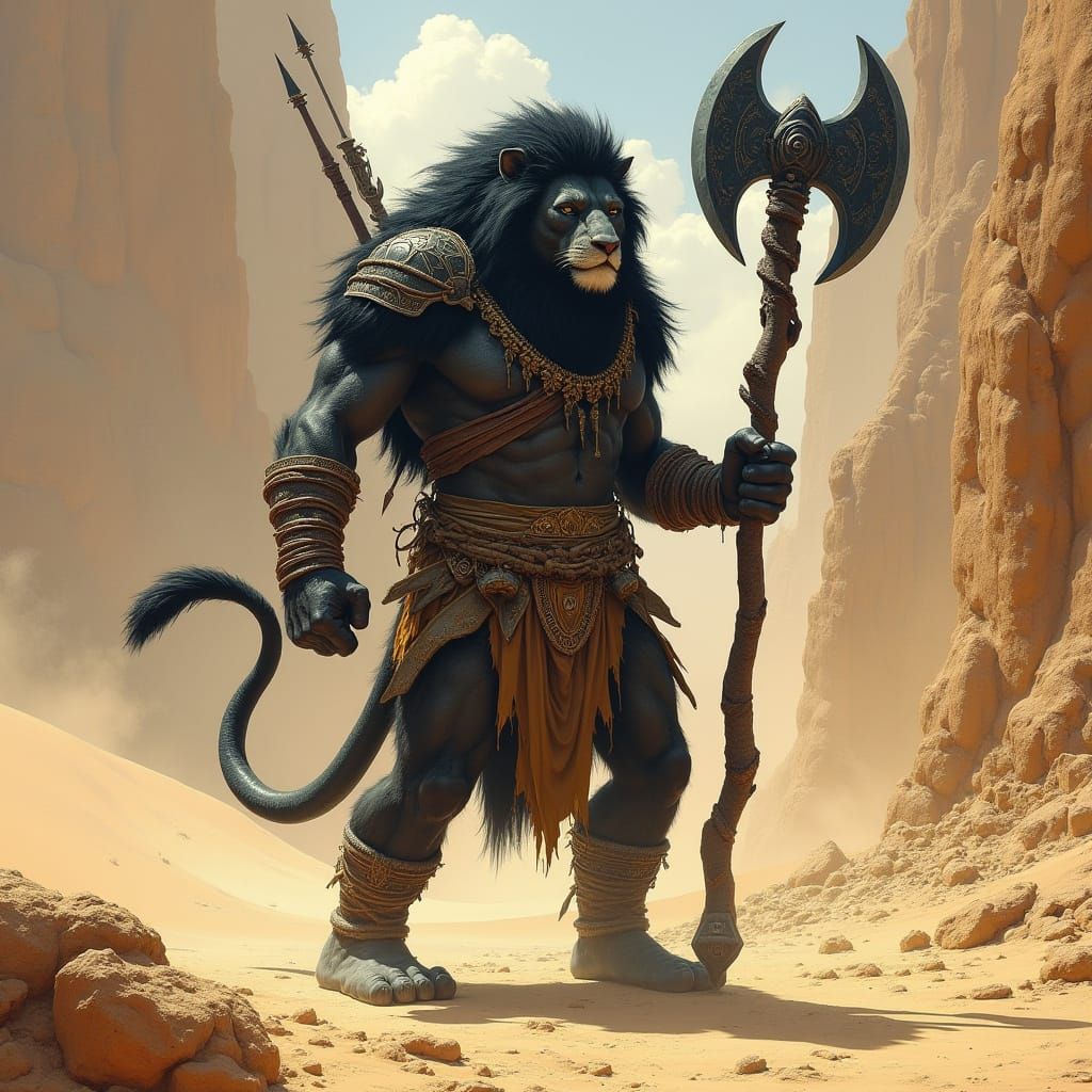 Mighty Desert Warrior in Primal Armor - AI Art
