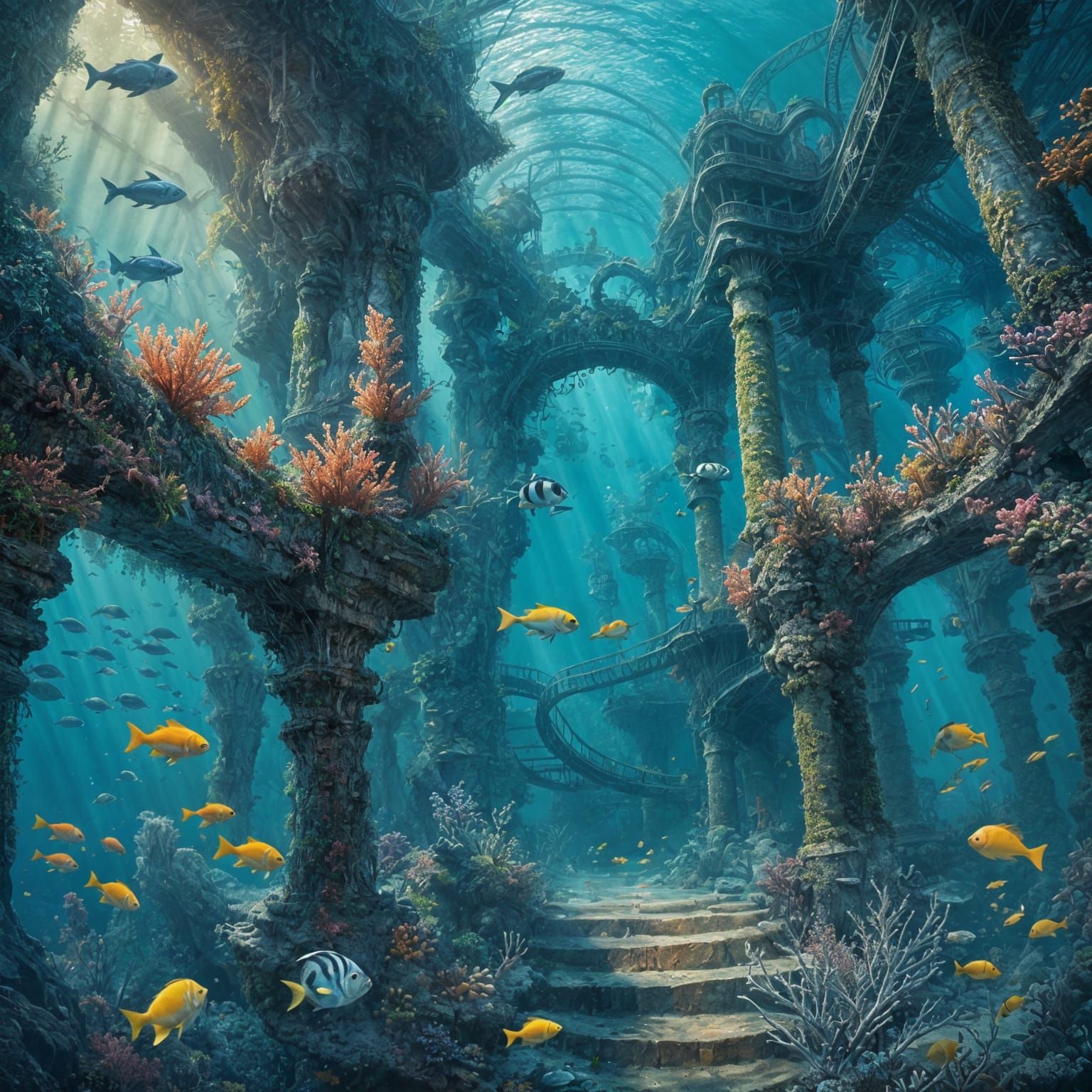 At the steps of Atlantis… - AI Generated Artwork - NightCafe Creator
