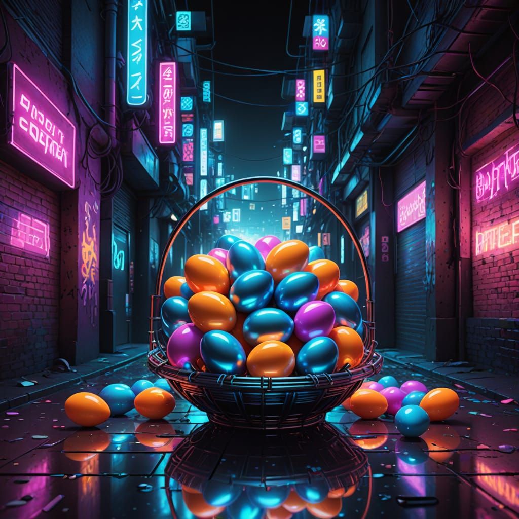 Easter In a cyberpunk universe - Neon Easter Eggs in Cyberp...