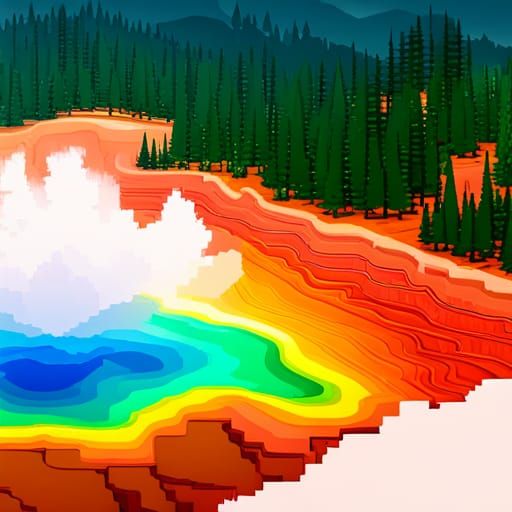 Grand Prismatic Spring Pixel Art - AI Generated Artwork - NightCafe Creator