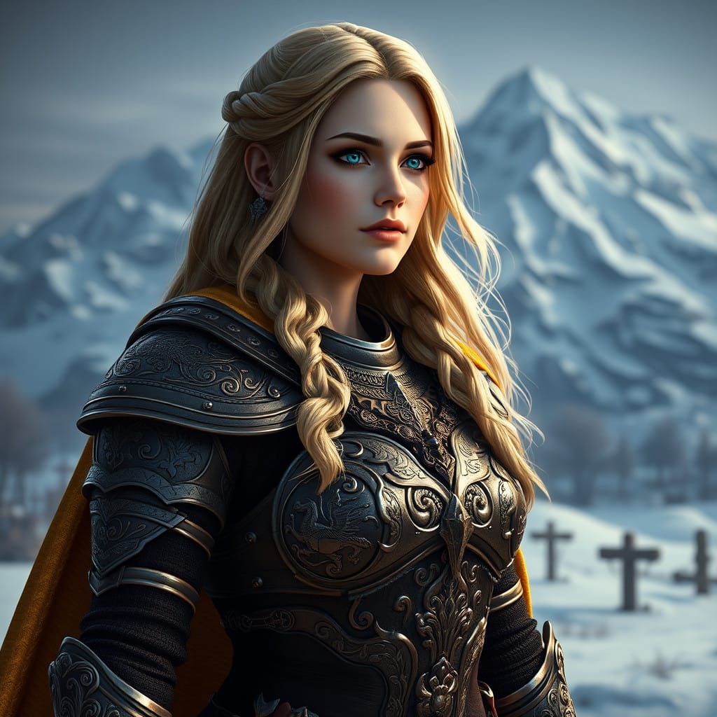 Ethereal Warrior in Imperial Legion Armor, Snowy S... - AI Art