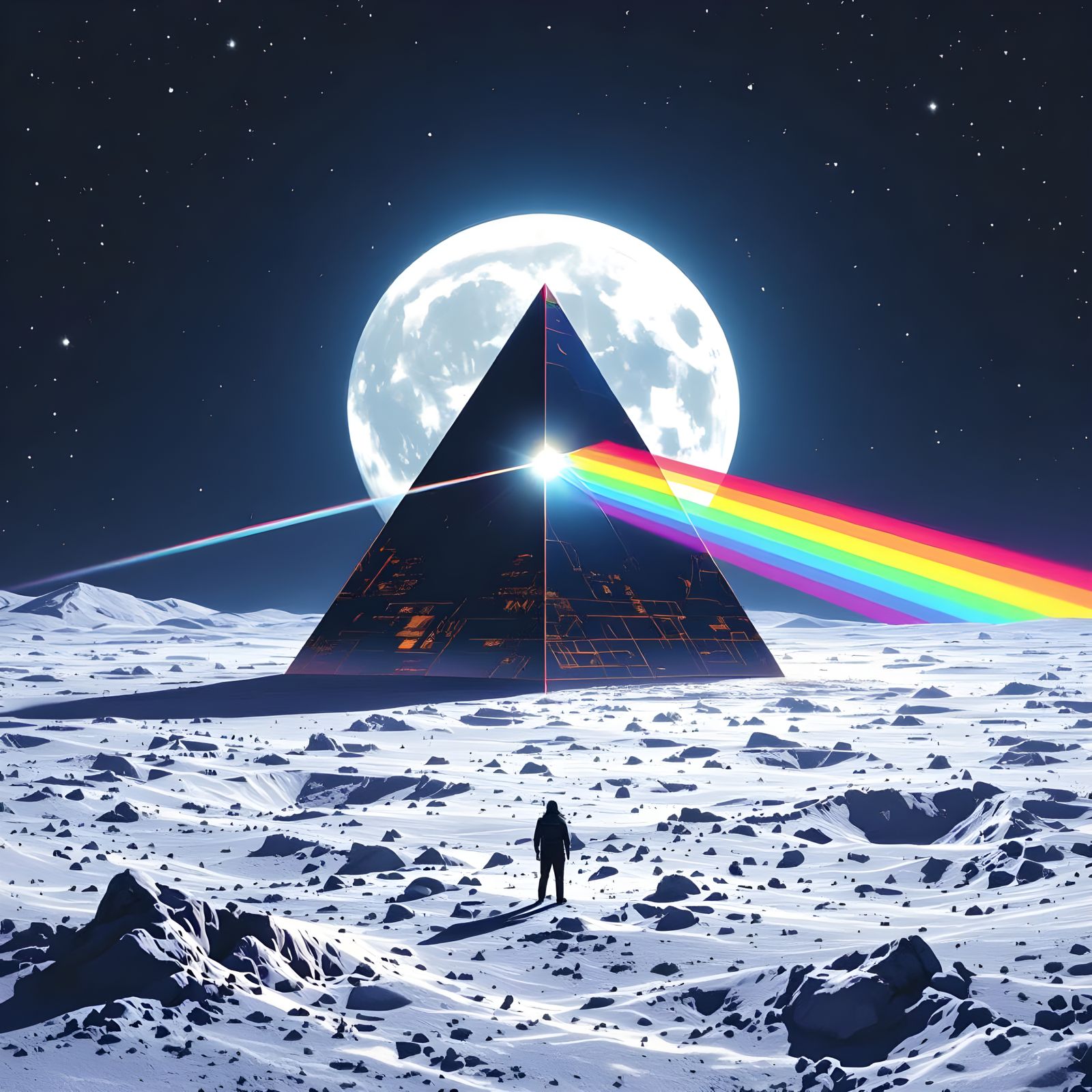 The most famous light prism, dark side of the Moon!
