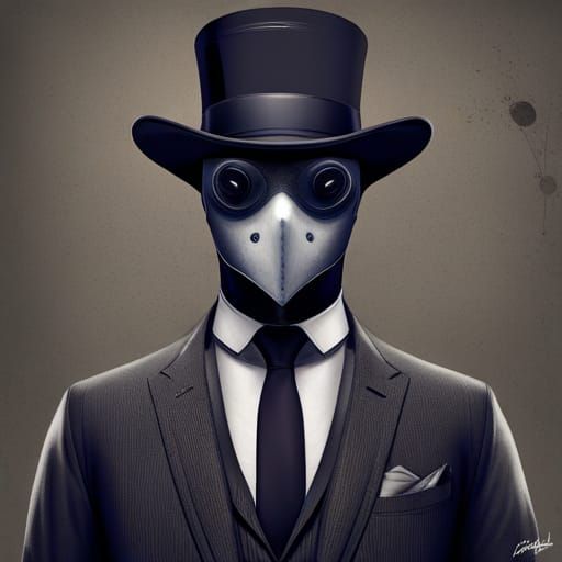 Man wearing a suit and tie and a plague doctor mask - AI Generated ...