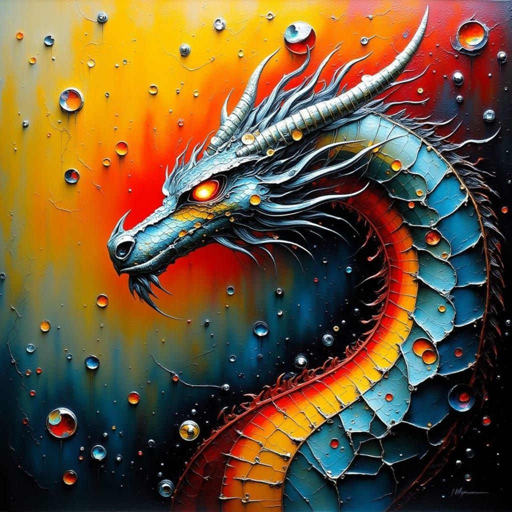 A magnificent, copper-plated, steam-powered dragon with glowing red-hot ...