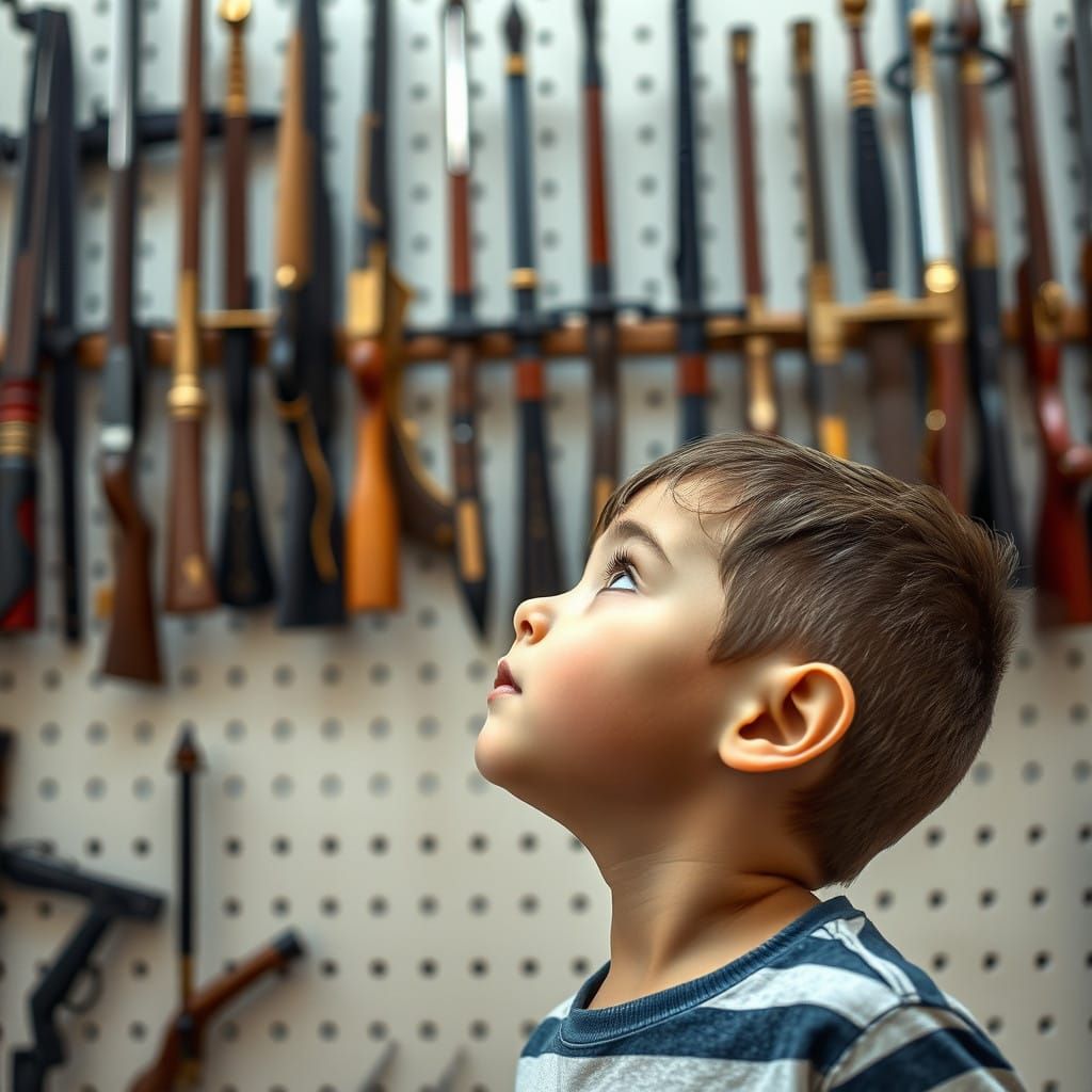 Boy Overwhelmed by a Wall of Arms - AI Art