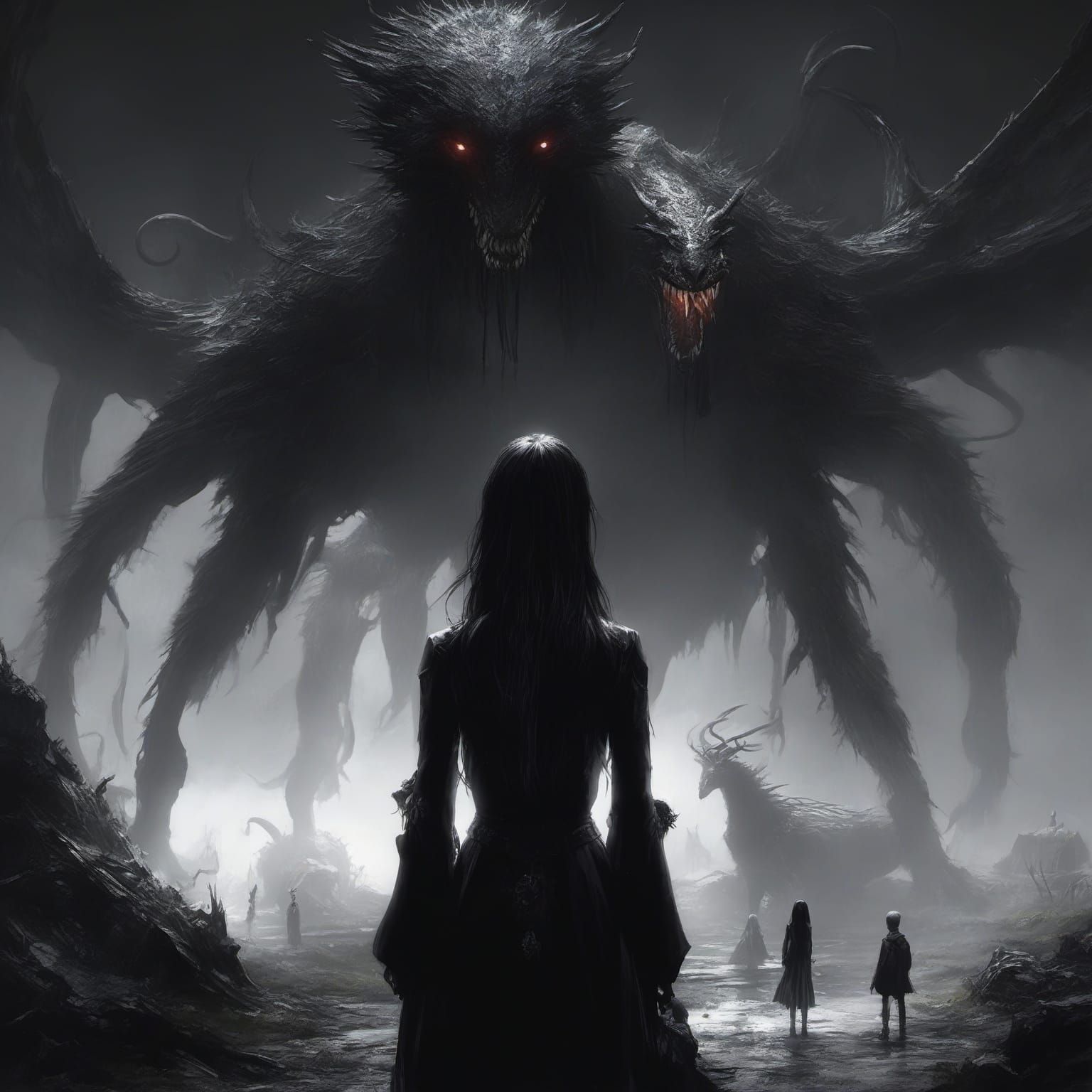 Goth and the Beast - AI Generated Artwork - NightCafe Creator