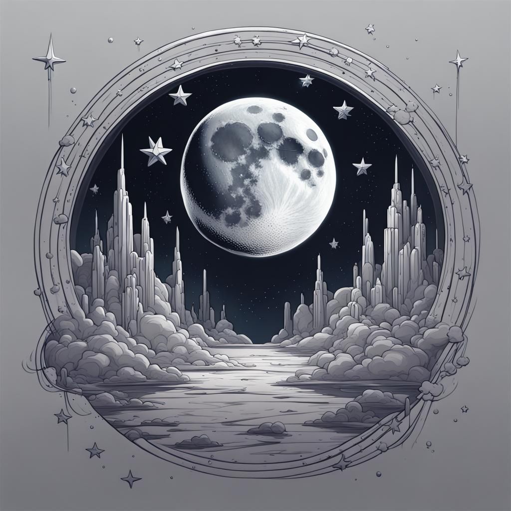 simple moon and stars design - AI Generated Artwork - NightCafe Creator