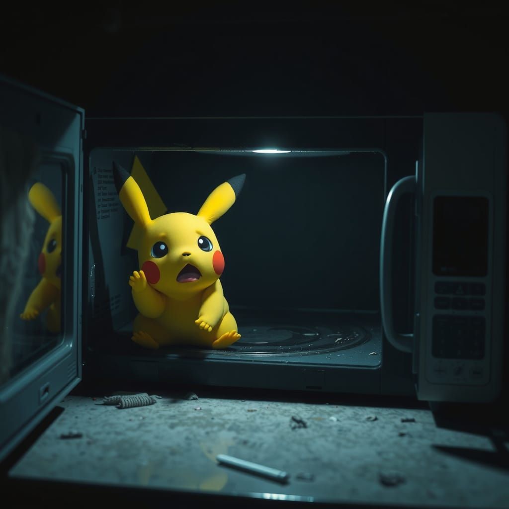 Distressed Pikachu Trapped in Microwave: Stop Moti... - AI Art