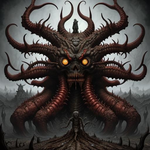 Strange many arms monster, morima style of Guillermo del Toro, by ...