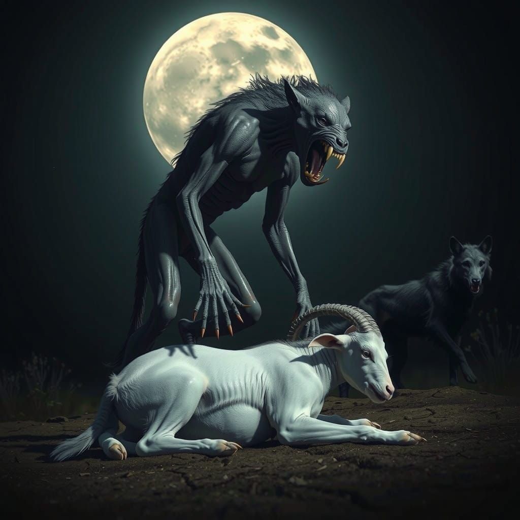El Chupacabra - Hyperrealistic Werewolf in Lunar Triumph