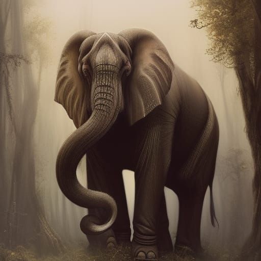 ""gothic magnificent elephant, snow white elphant, beauty, dark eyes ...