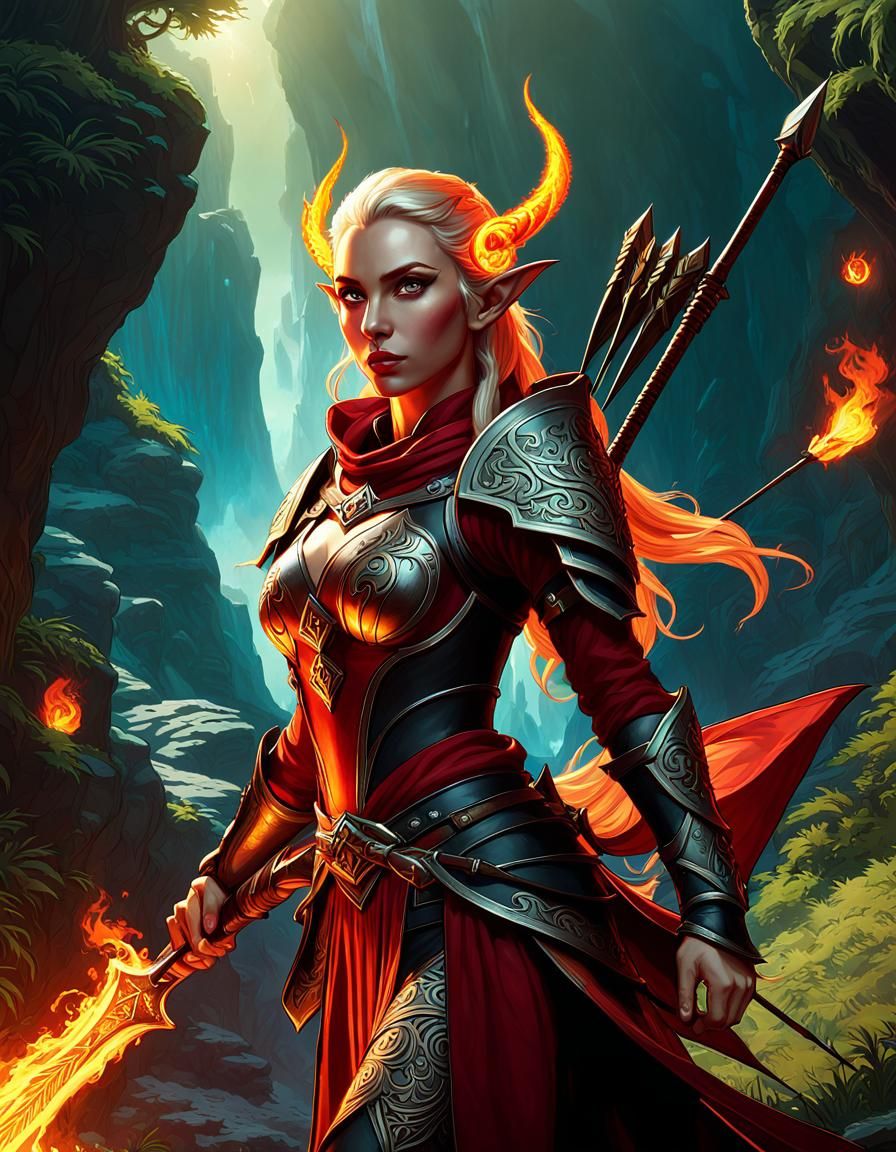 Fire Archer Half-Elf - AI Generated Artwork - NightCafe Creator