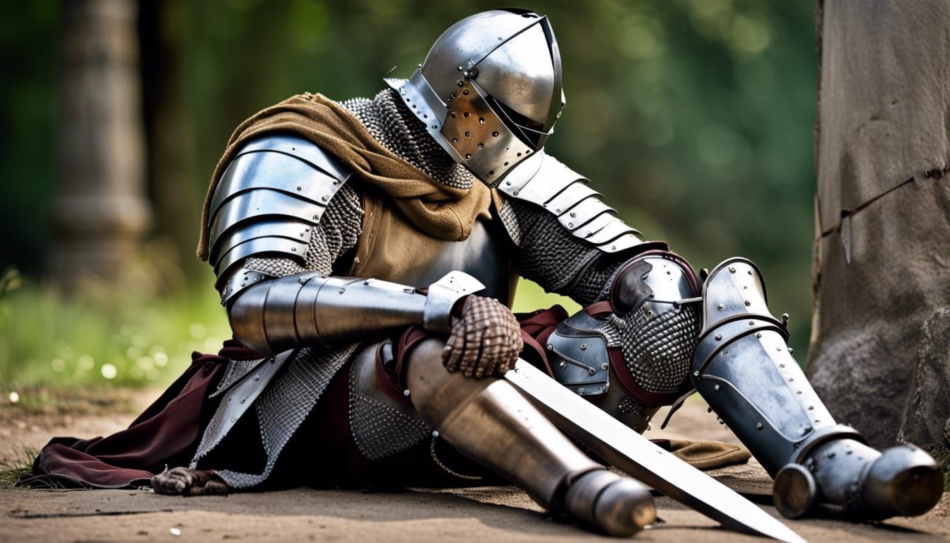 A Knight resting after battle - AI Generated Artwork - NightCafe Creator