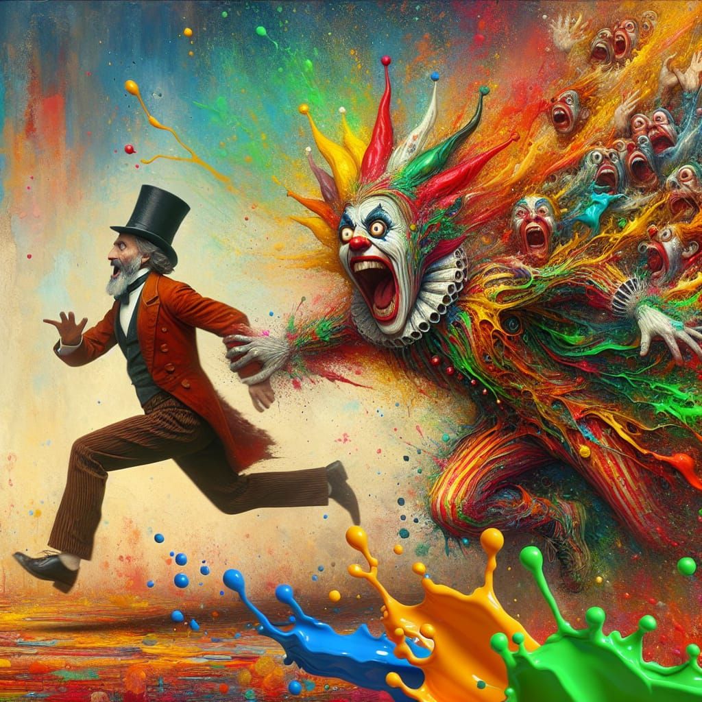 Nightmare Fuel - Hyperrealistic Jester Flees Outraged Publi...