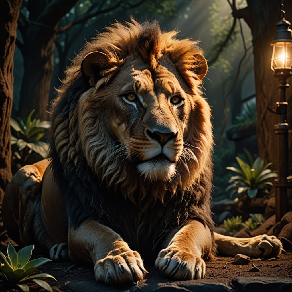 Saber-tooth lion eating a steak - Saber-tooth lion eating a...