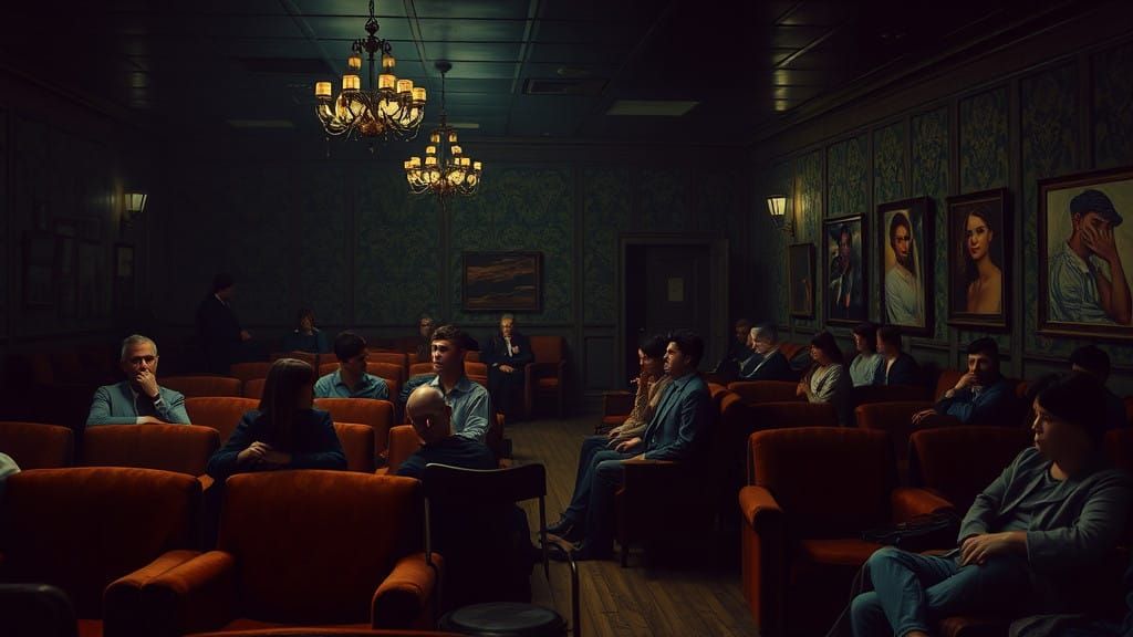 Cinematic Surrealist Waiting Room Scene - AI Art