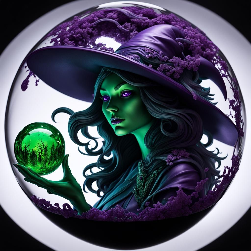Witch in Crystal Ball - AI Generated Artwork - NightCafe Creator