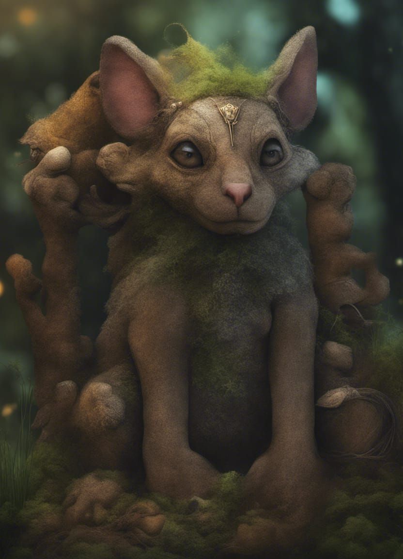 plush fluffy patchwork creature, by 3D textile collage artist ...