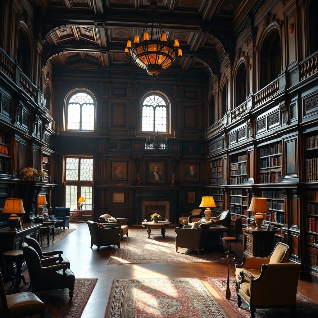Elegant Biltmore Estate Library in Asheville, NC, ... - AI Art