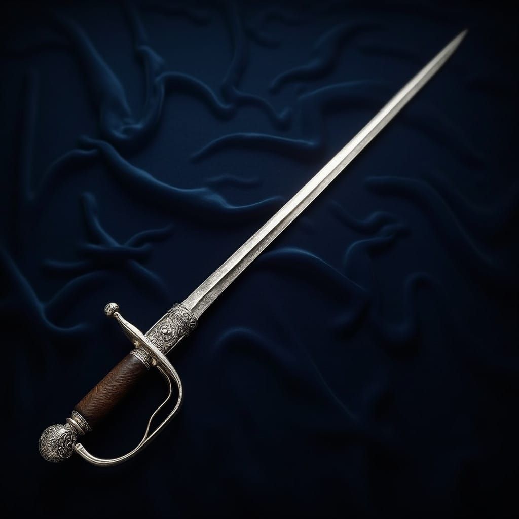 Fine Silver Rapier, Elegant Gentleman's Dueling We... - AI Art