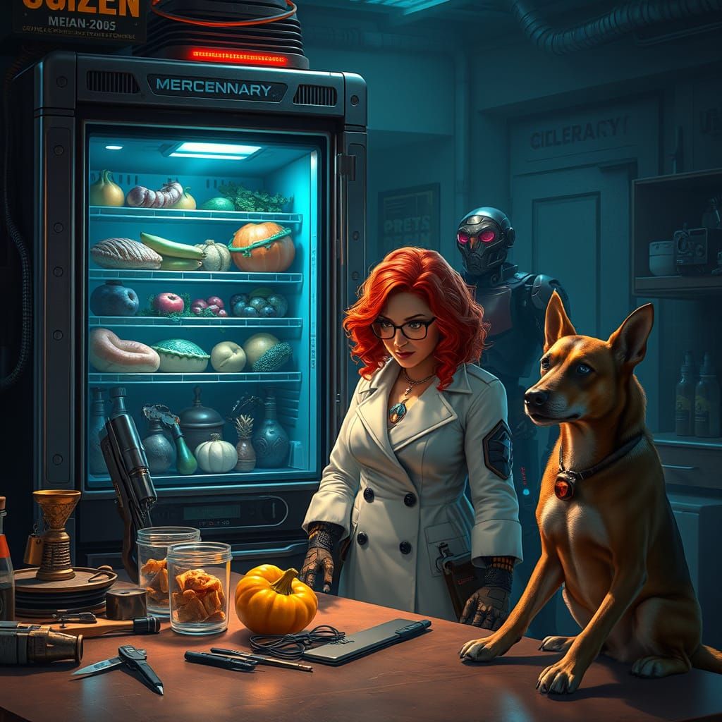 Cyberpunk Kitchen Guardian in a Dystopian Era - AI Art