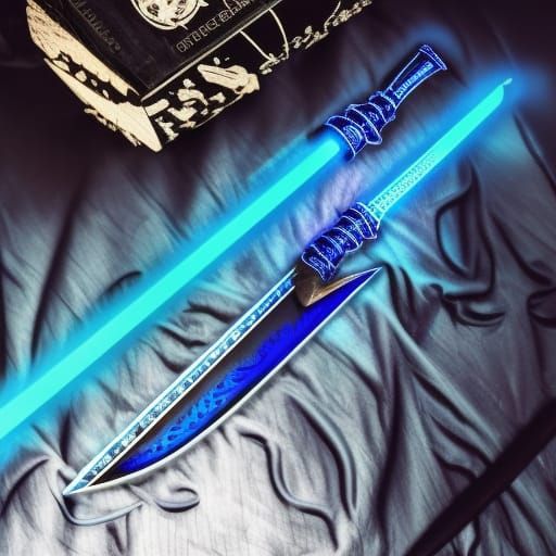 Very powerful vibrant blue Magic sword with good craftsmanship vibes ...